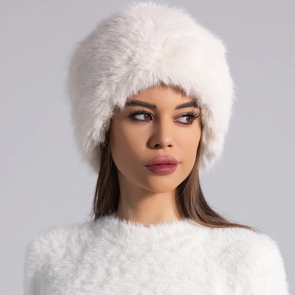 Rosie Furry Round Fur Hat | Solid Full Coverage Fur Hat – Wavlynn