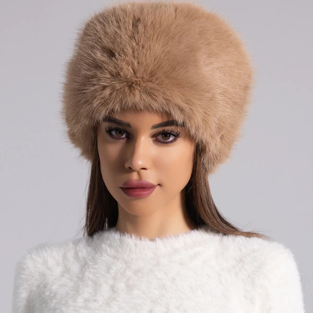Rosie Furry Round Fur Hat | Solid Full Coverage Fur Hat – Wavlynn