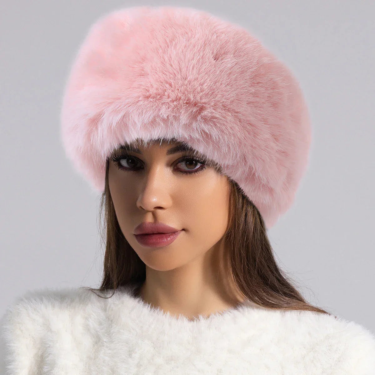 Rosie Furry Round Fur Hat | Solid Full Coverage Fur Hat – Wavlynn