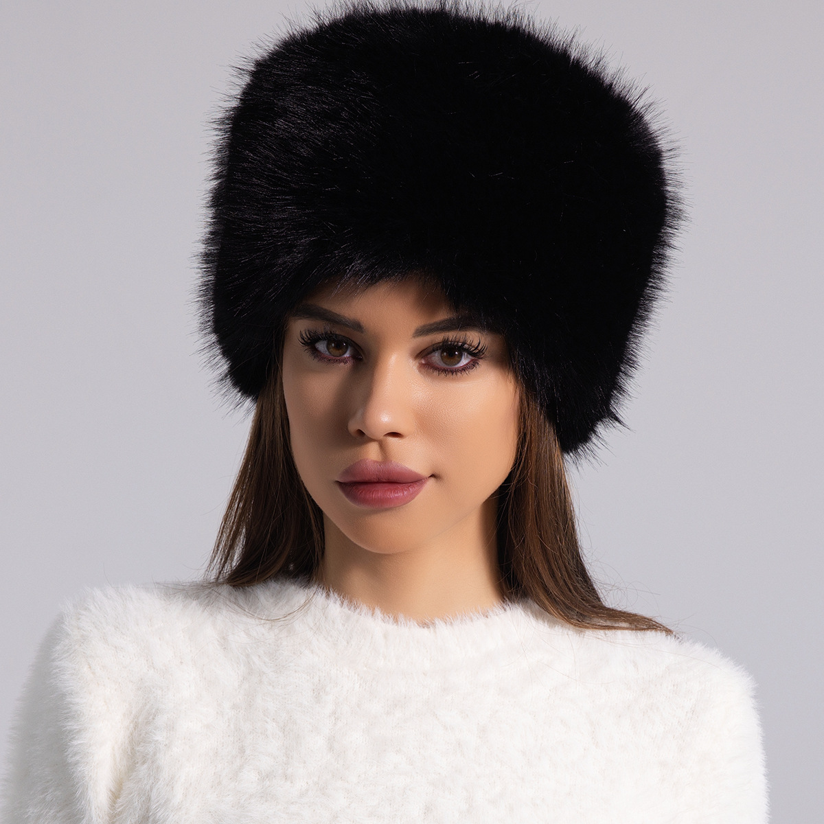 Rosie Furry Round Fur Hat | Solid Full Coverage Fur Hat – Wavlynn
