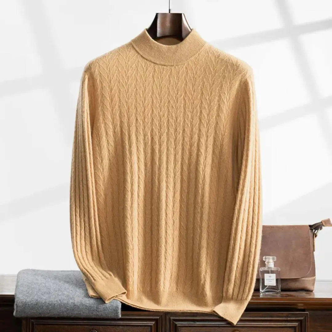 Waylynn Apollo Himalayan Cashmere Mock Turtleneck Sweater Unisex Camel ...