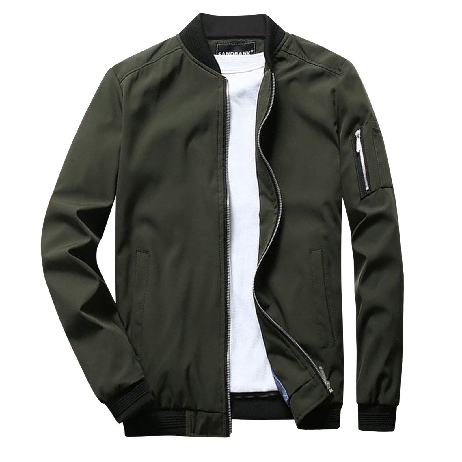 Wavlynn Carl Modern Zipper Front Jacket for Men Olive Green Lightweigh