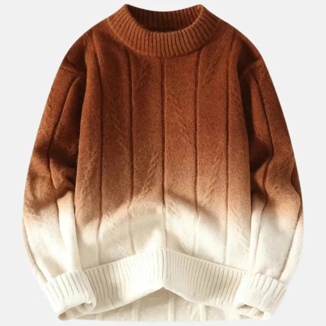 Waylynn Cascade Ombré Wool Blend Crewneck Sweater Unisex Gradient Knit ...