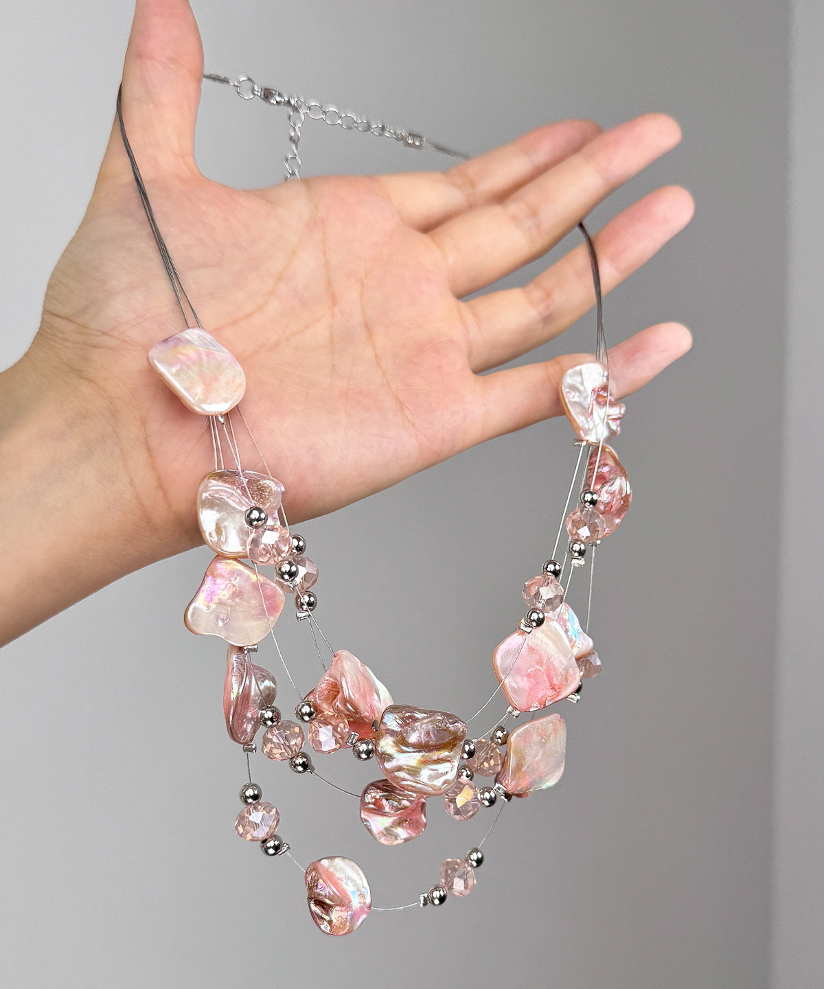 Joli collier pendentif coquillage en alliage rose superposé – Wavlynn
