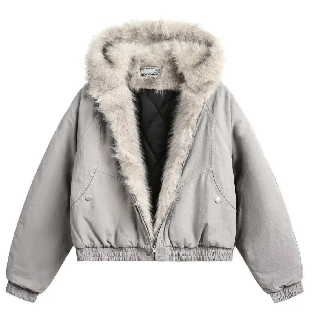 Dakota Faux Fur Hooded Bomber Jacket – Wavlynn