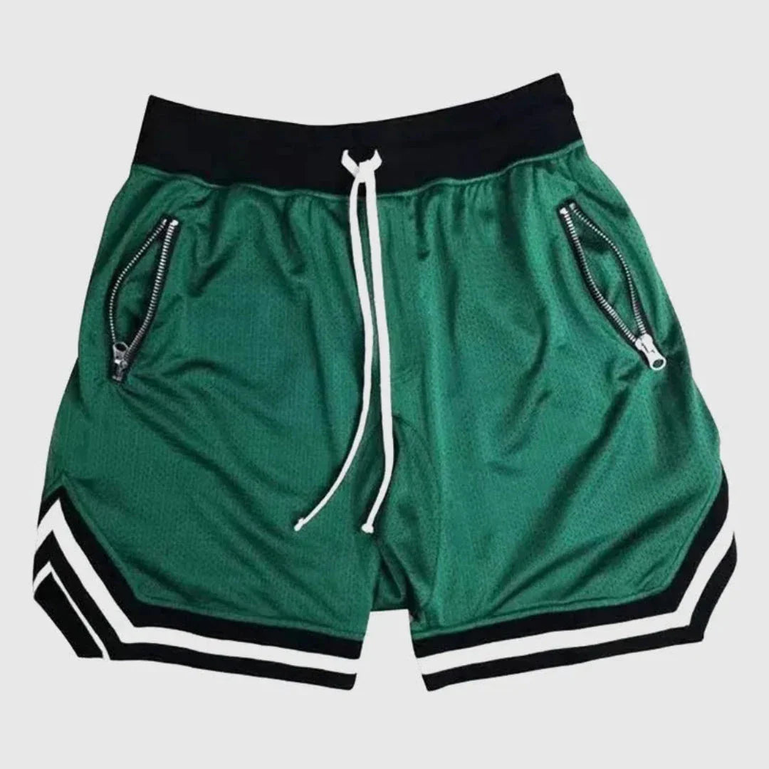 Eric Zipper Pocket Mesh Varsity Shorts With Zipper Pockets Drawstring ...