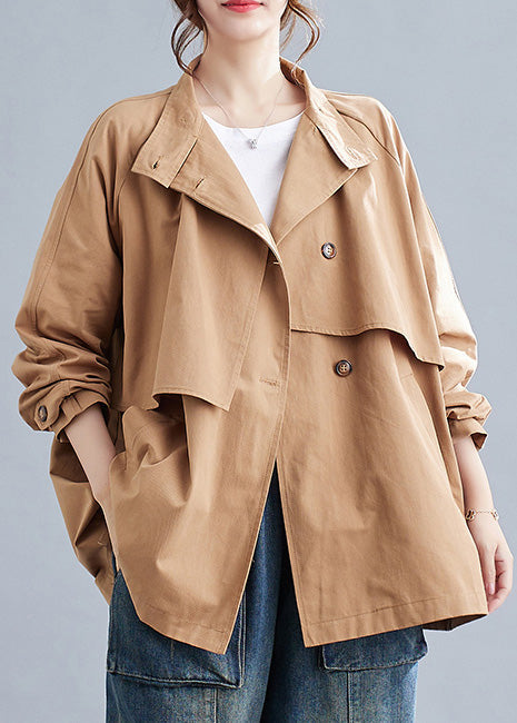 Oversized French Khaki Cotton Trench Coat For Spring Unisex Lightweigh ...