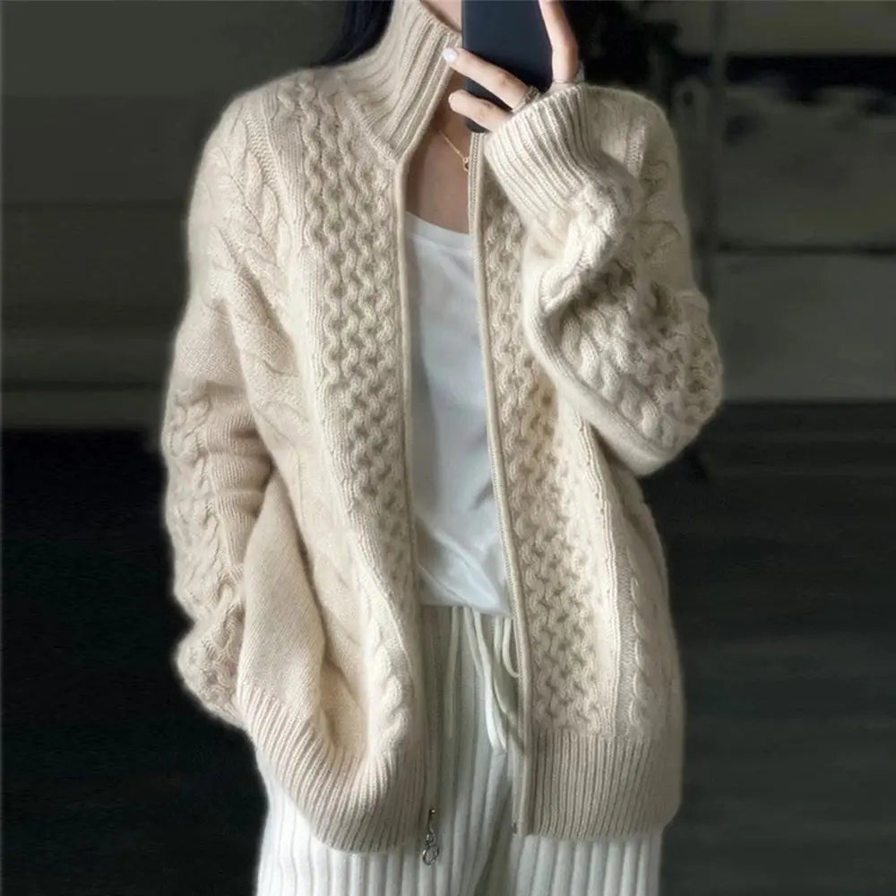 Wavlynn High Neck Cardigan For Women Cozy Lightweight Layering Sweater