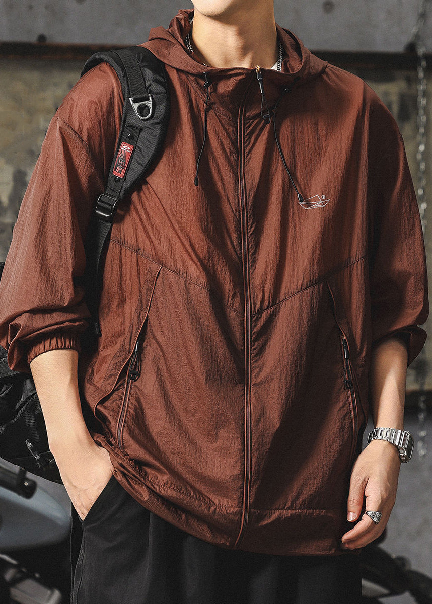 Wavlynn Mens Hooded Summer Windbreaker UPF 50+ Lightweight Cotton Blen