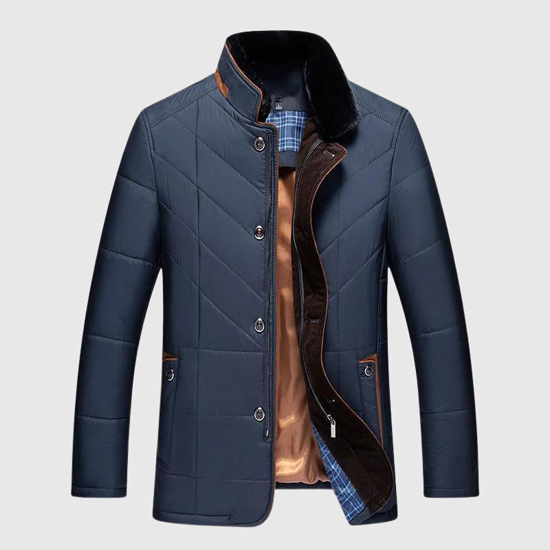 Wavlynn Mens Quilted Insulated Winter Jacket With Fur Lined Stand Coll