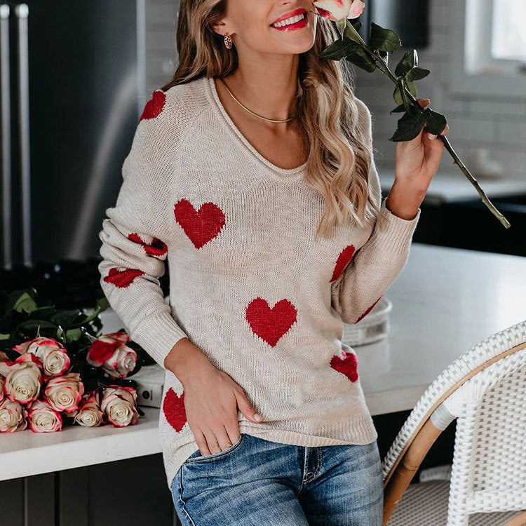Melody - Heart-Pattern Sweater – Wavlynn