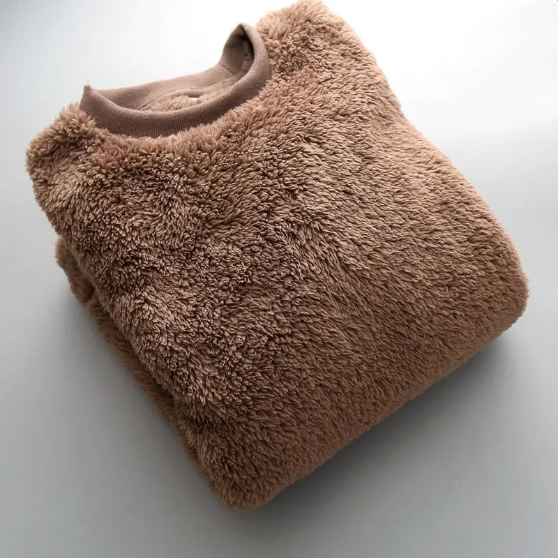 Relaxed Warm Textured Fleece Pullover – Wavlynn