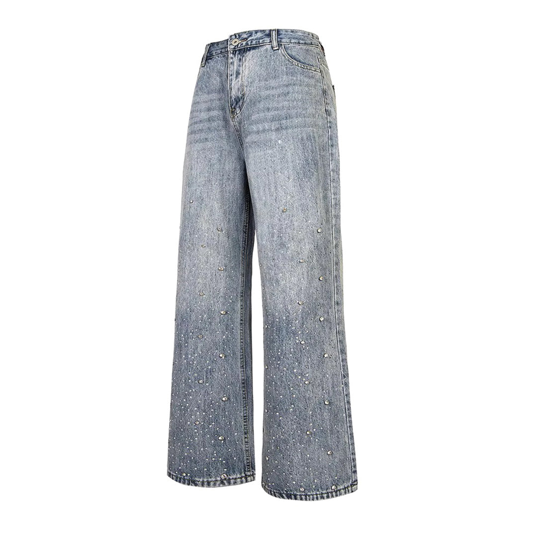 Diamond Studded Denim Jeans – Wavlynn