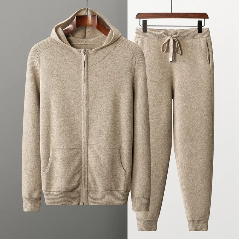 Unisex Cashmere Jogging Set Relaxed Fit Zip Up Hoodie With Cuffed Pant ...