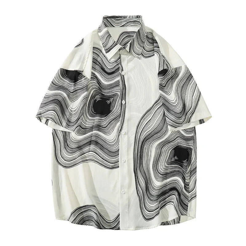 Monochrome Ripple Shirt – Wavlynn