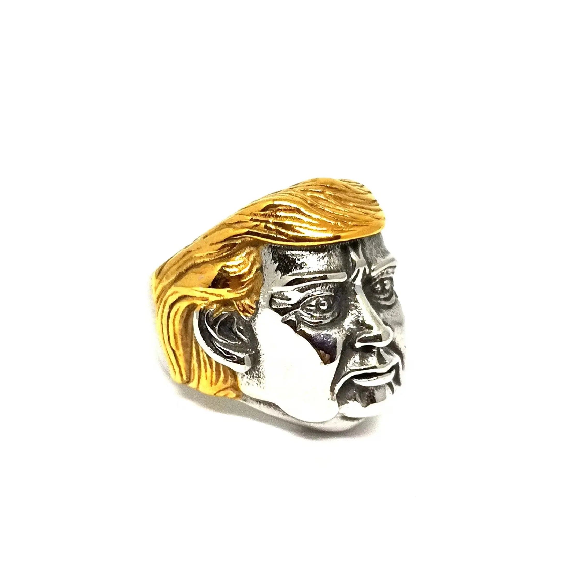 Two Tone Titanium Stainless Steel Ring For Men With Intricate Face Car ...