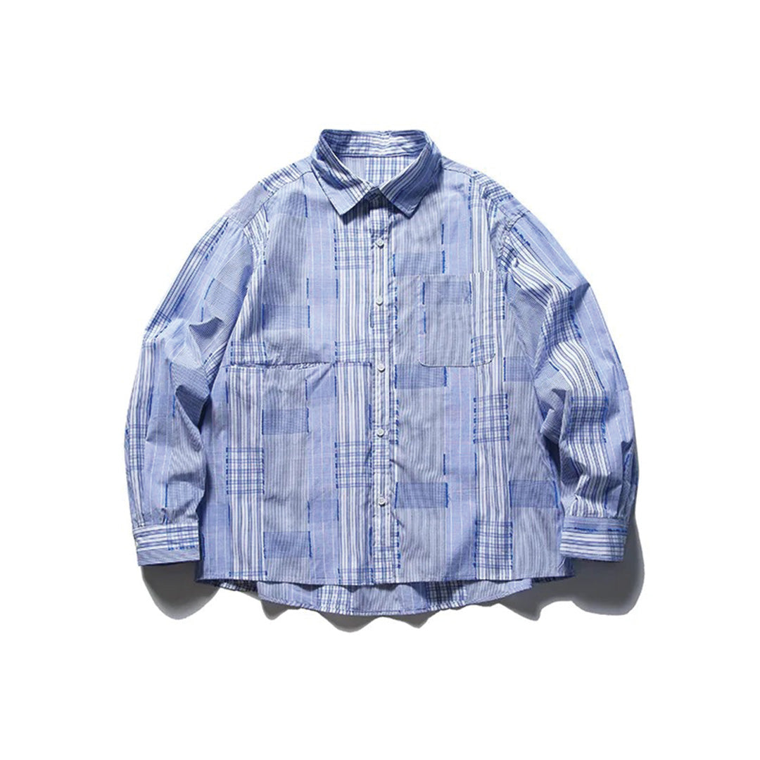 Splice Blue Plaid Shirt – Wavlynn