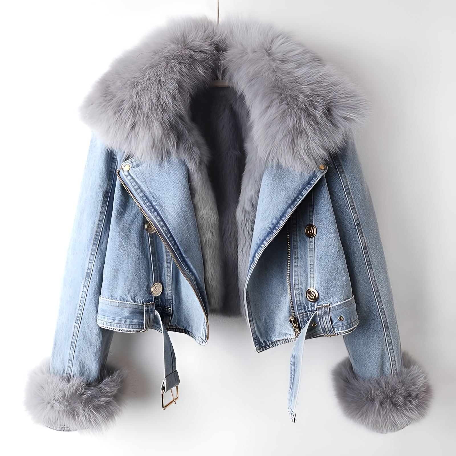 Moreau Fur Collar Denim Jacket – Wavlynn