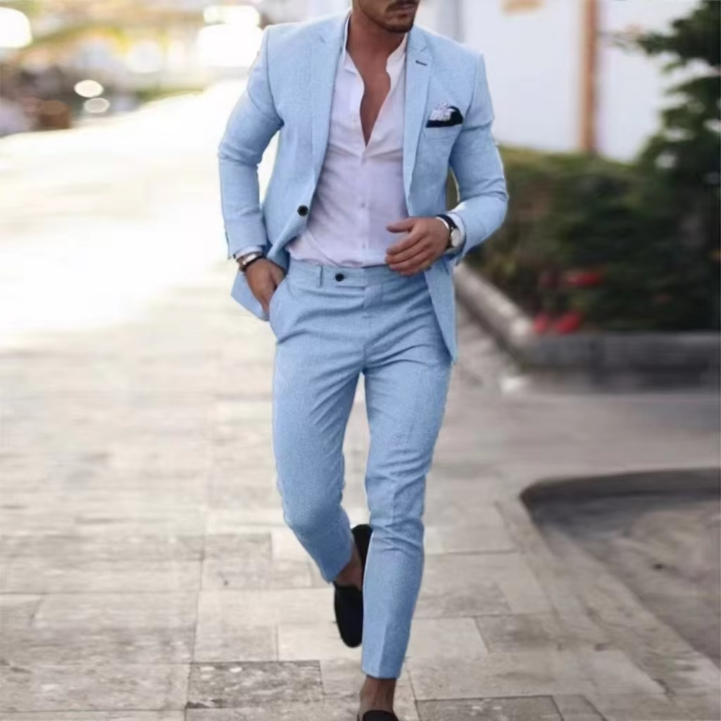 TrendAura Men's Breathable Linen Two Piece Blazer And Pants Suit Set F ...