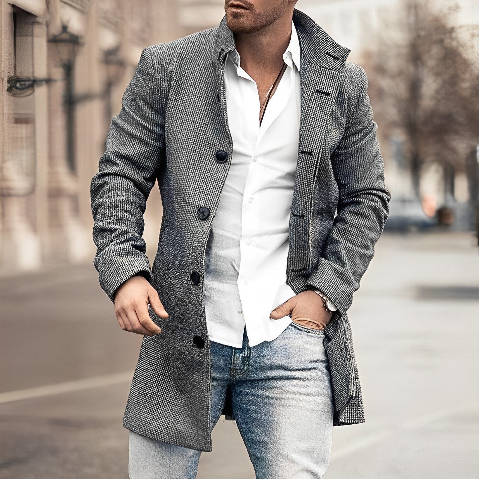 Harry Long Button Up Coat For Men By Wavlynn Stylish Modern Winter Ove