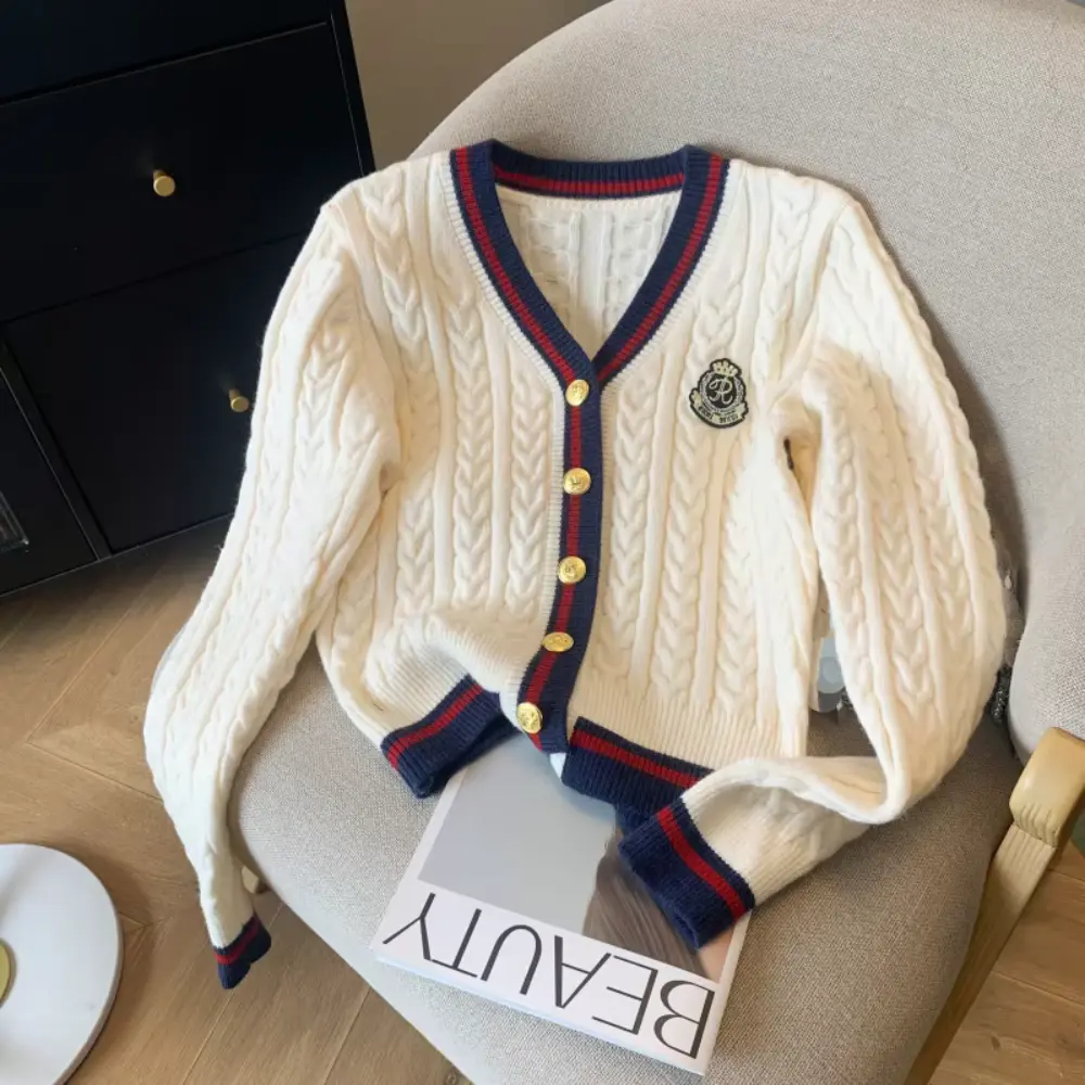 Waylynn Annie Preppy Cardigan for Women Warm Cashmere Blend V Neck Twi ...