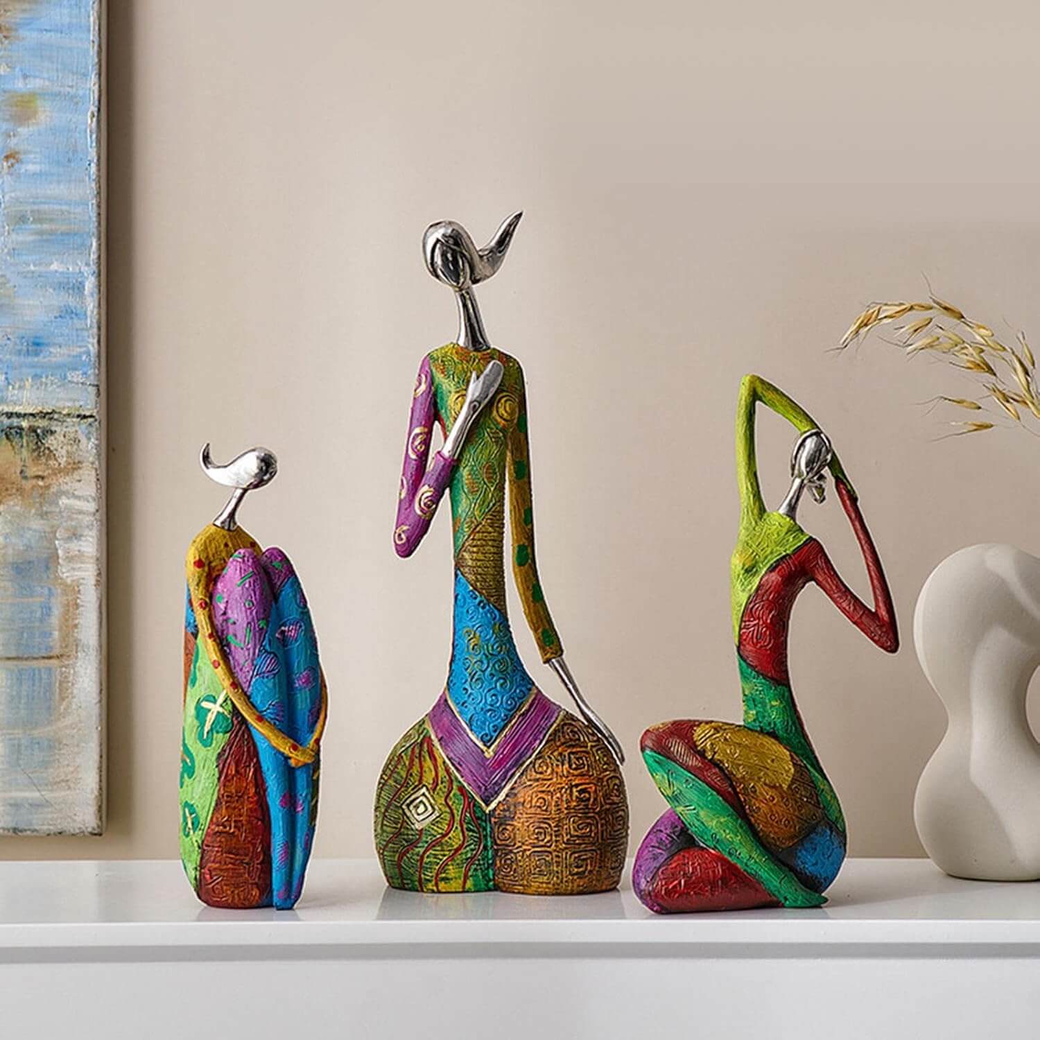 Abstract Resin Sculpture With Metallic Details – Wavlynn