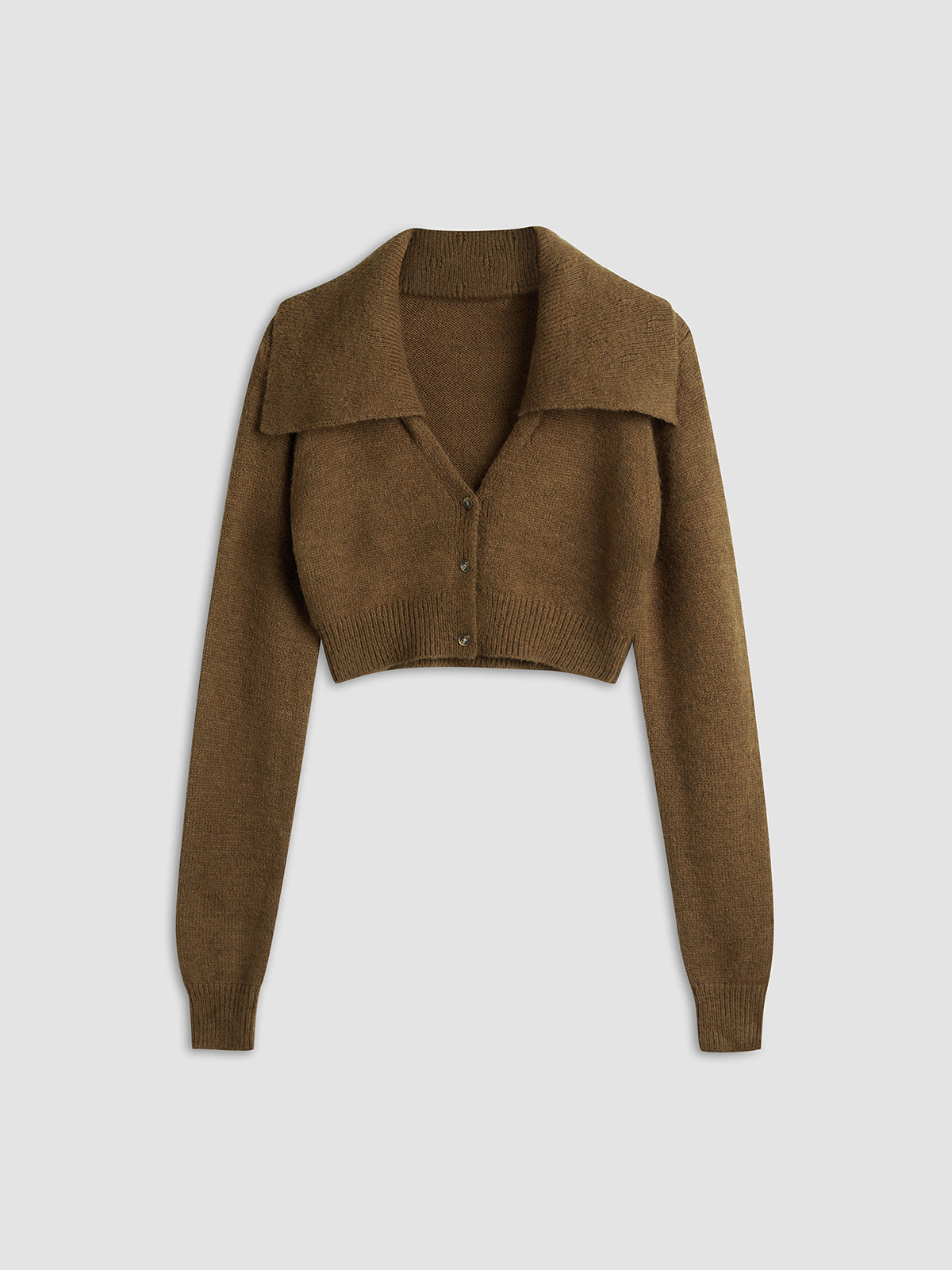 Cropped Cardigan with Collar – Wavlynn