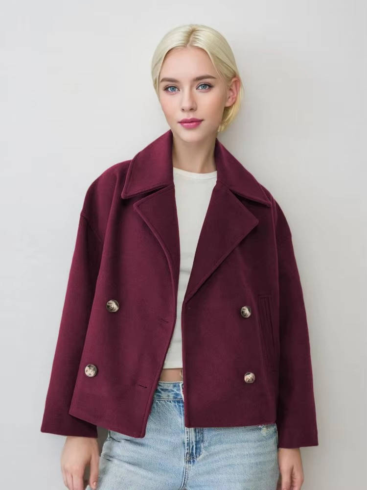 Wavlynn Womens Cropped Peacoat Chic Versatile Outerwear