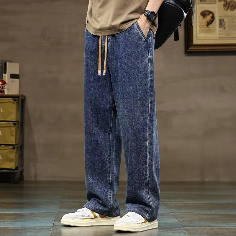 Mens Drawstring Denim Jeans For Men Casual Comfortable Relaxed Fit Eve ...