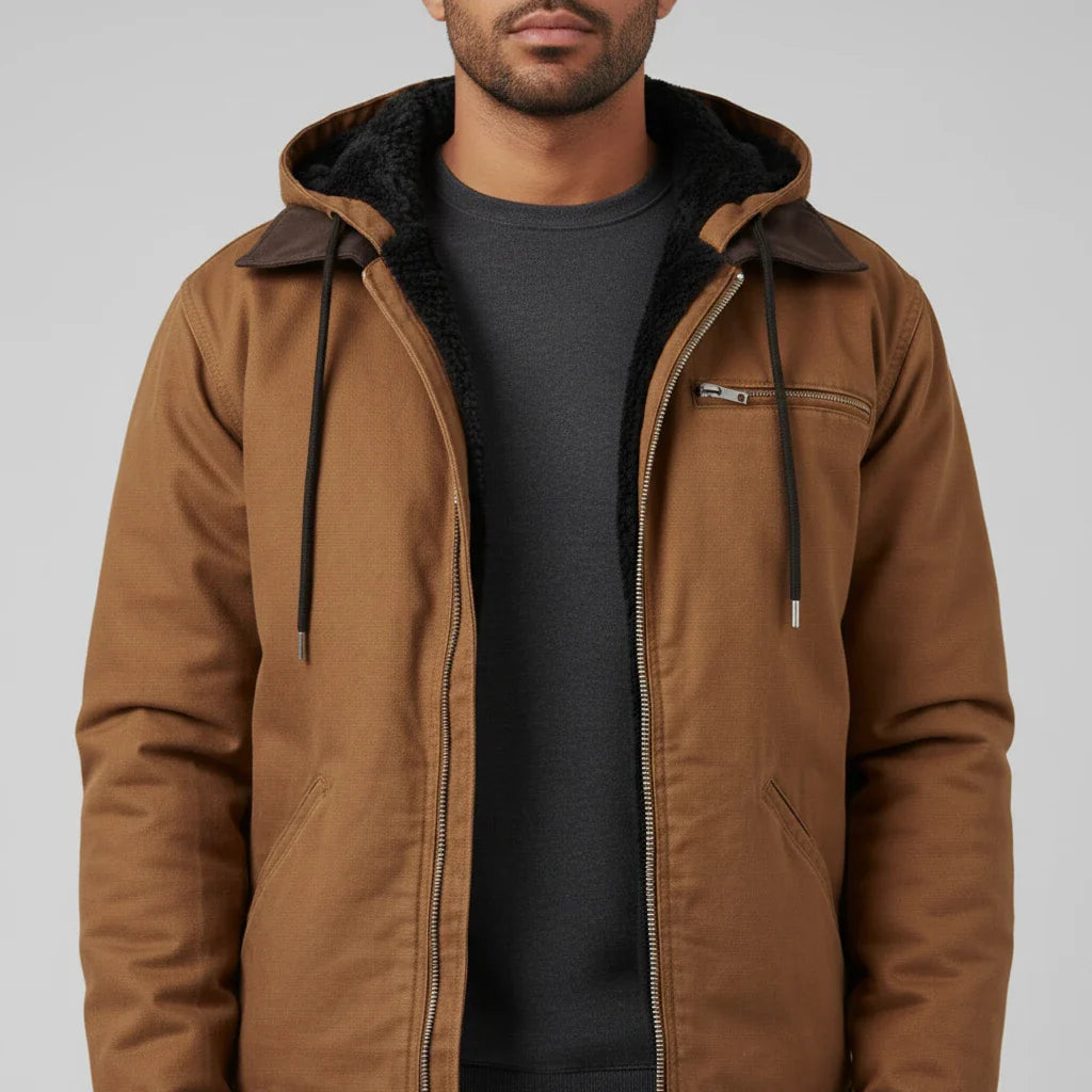 Wavlynn Men's Hooded Full Zip Jacket With Chest Pocket And Adjustable