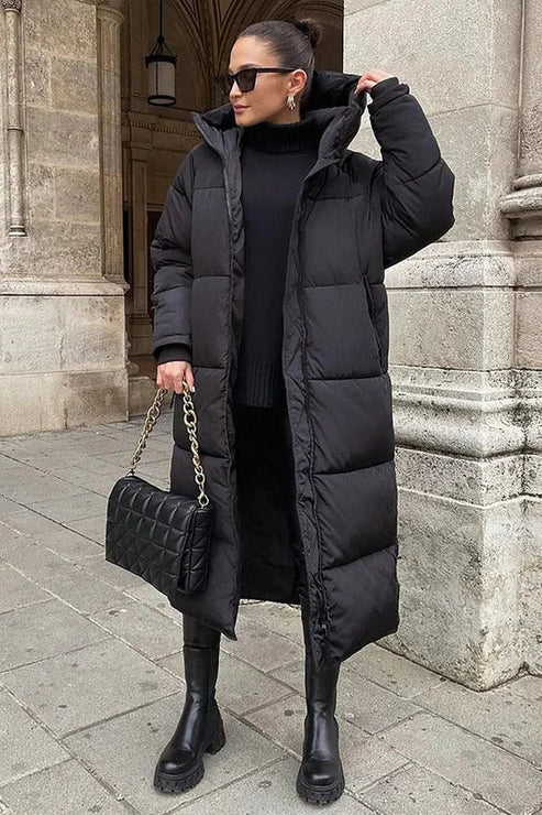 Long Quilted Winter Coat with Insulated Comfort – Wavlynn