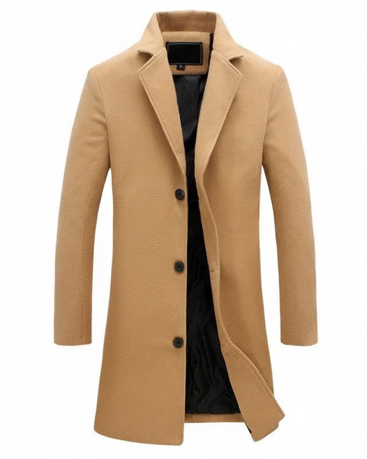 Mens Classic Long Overcoat Wavlynn Notch Lapel Button Front Versatile
