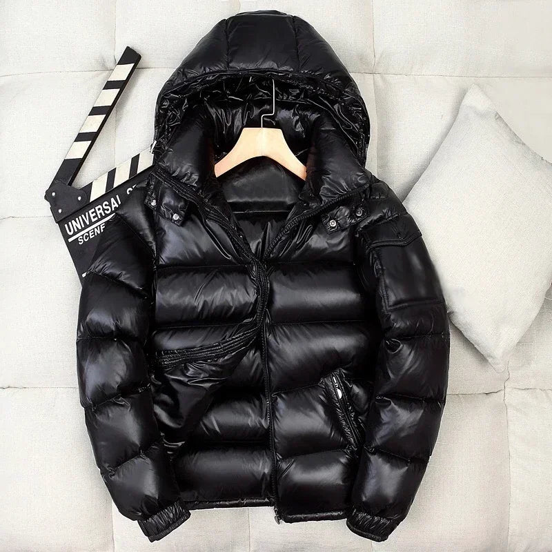 Nathan Men's Shiny Winter Puffer Jacket Hooded Down Coat 3XL By Wavlyn ...