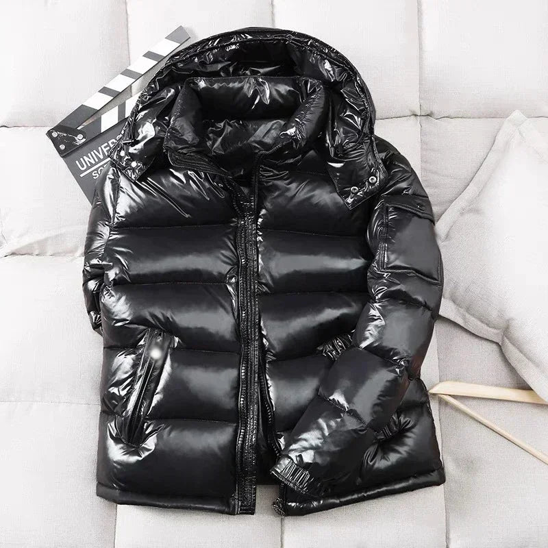 Nathan Men's Shiny Winter Puffer Jacket Hooded Down Coat 3XL By Wavlyn ...