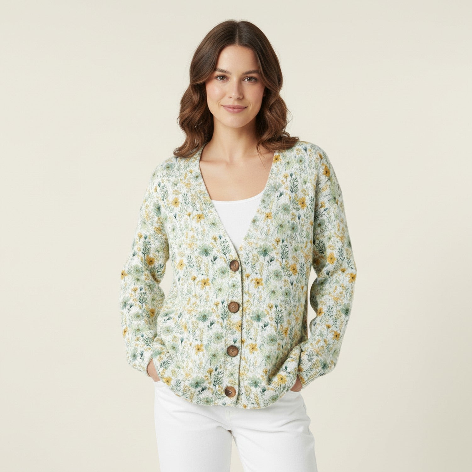 Floral Button-Down Cardigan | Cardigans - Wavlynn Knit