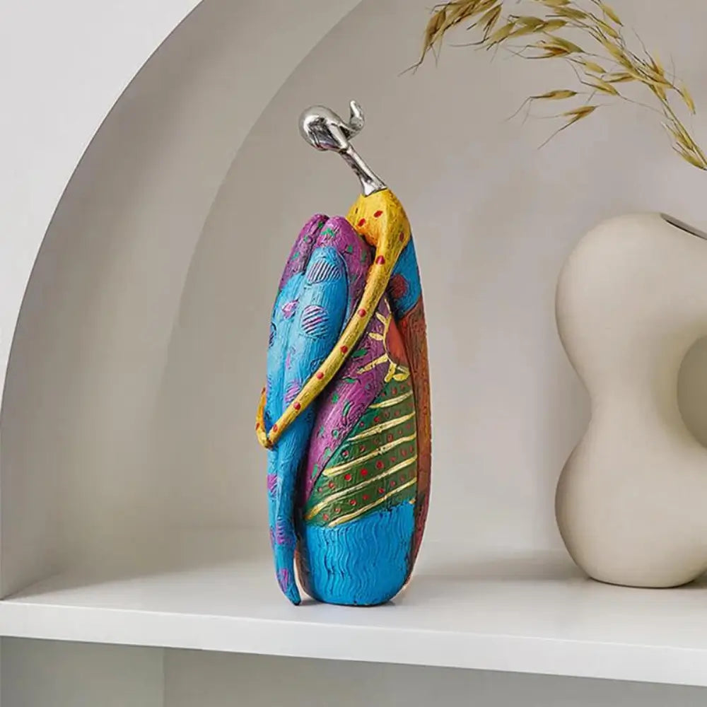 Abstract Resin Sculpture With Metallic Details – Wavlynn