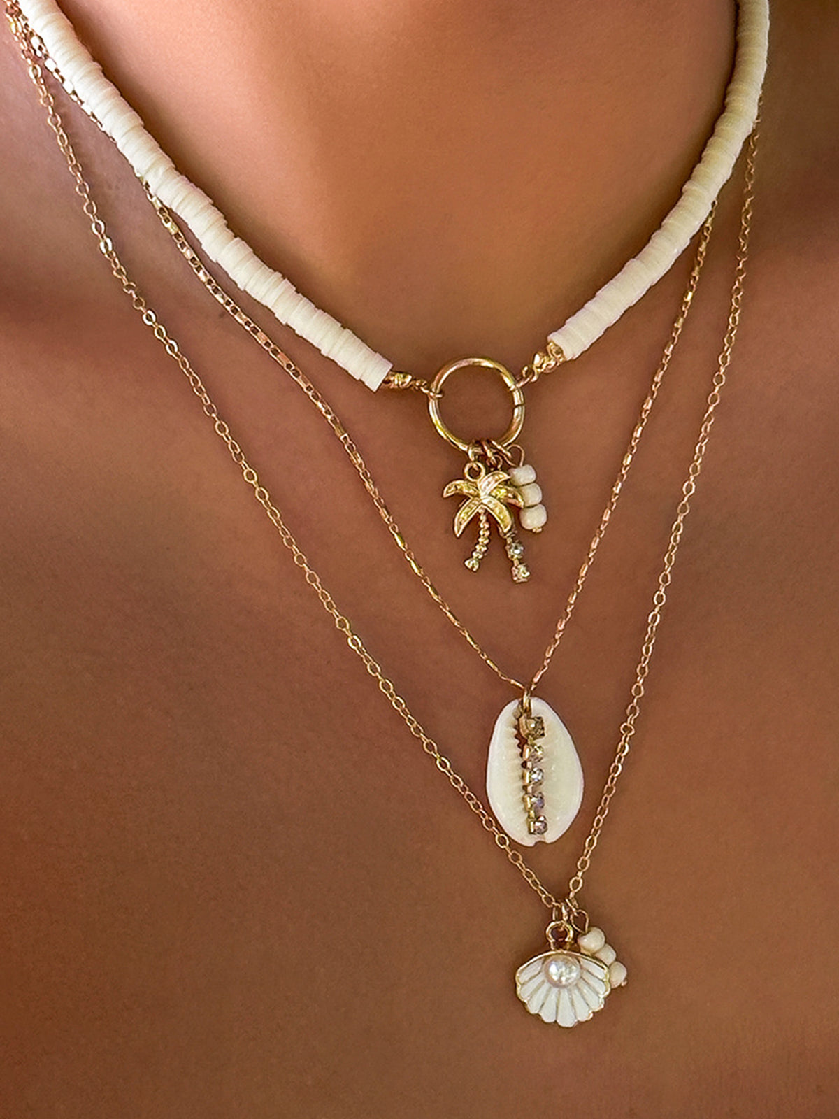 Triple Strand Shell Necklace – Wavlynn