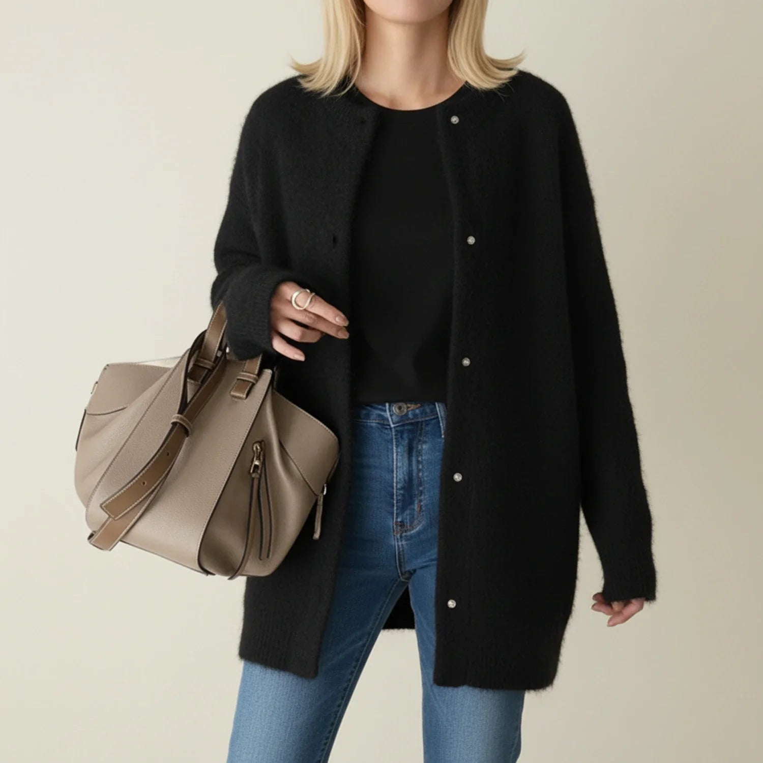 Wavlynn Womens Longline Cardigan Open Front Collarless For Winter Laye